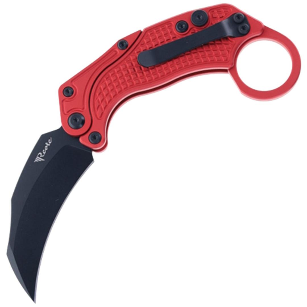 Reate Knives Exo K Karambit Button Lock Red Aluminum Folding Black N69