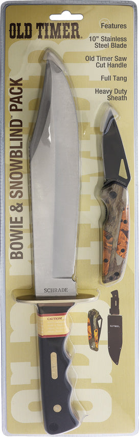 Schrade 2pc Old Timer Fixed Blade Bowie and Snowblind Folding Knife Se – Atlantic Knife Company