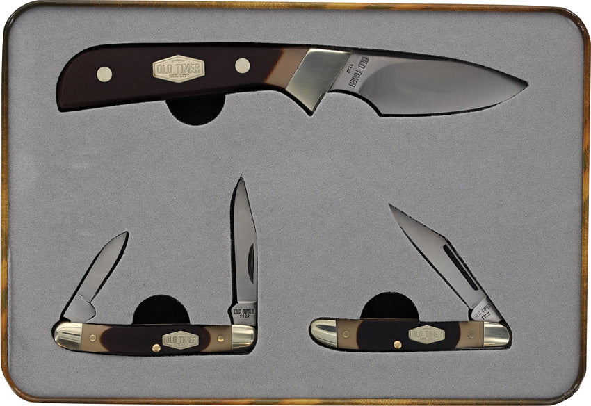 Schrade Old Timer Folder Brown Delrin 3 Pc Gift Set 1200627 – Atlantic Knife Company
