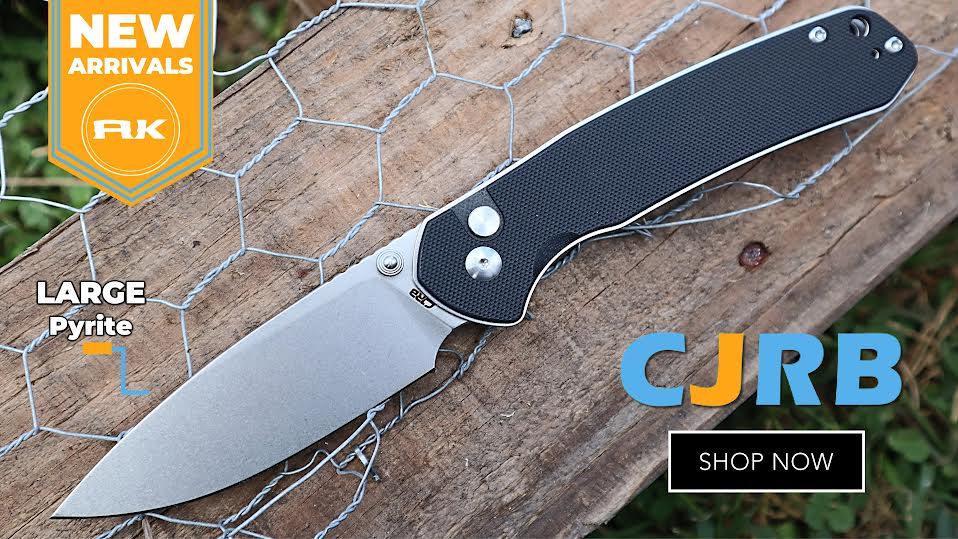 CJRB Large Pyrite Button Lock Folding Knife @AtlanticKnife | For Sale ...