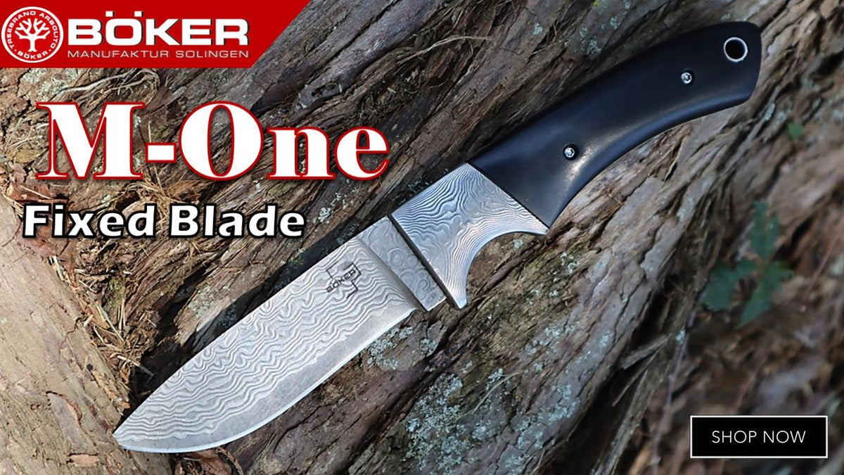 Boker M-One Damascus Fixed Blade Knife at Atlantic Knife – Atlantic ...