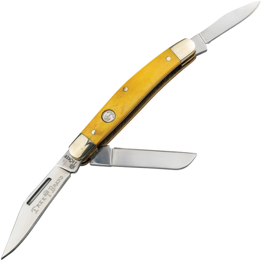 Boker Traditional Series 2.0 Tree Brand Large Stockman Yellow Bone Fol ...