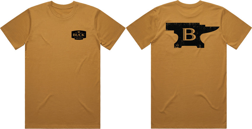 Buck Anvil T-Shirt Tan & Black Camel XXL 13887 – Atlantic Knife Company