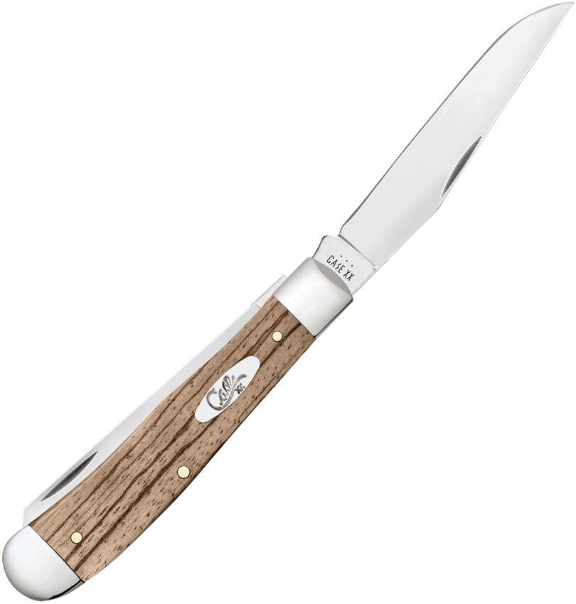 Case Cutlery Trapper Natural Zebra Wood Folding Stainless Pocket Knife ...