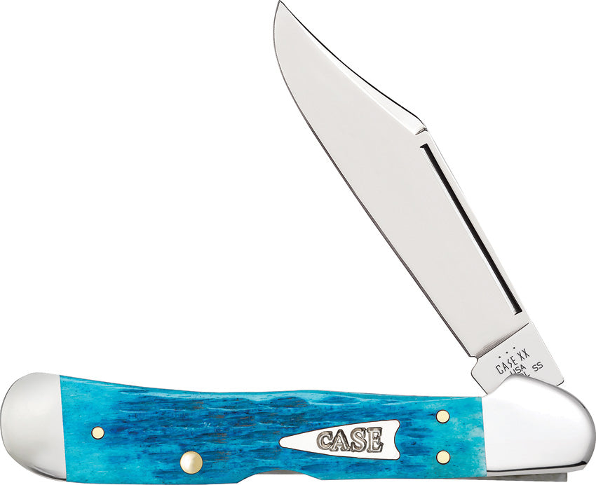 Case Cutlery Copperlock Sky Blue Crandall Bone Folding Stainless Pocke ...