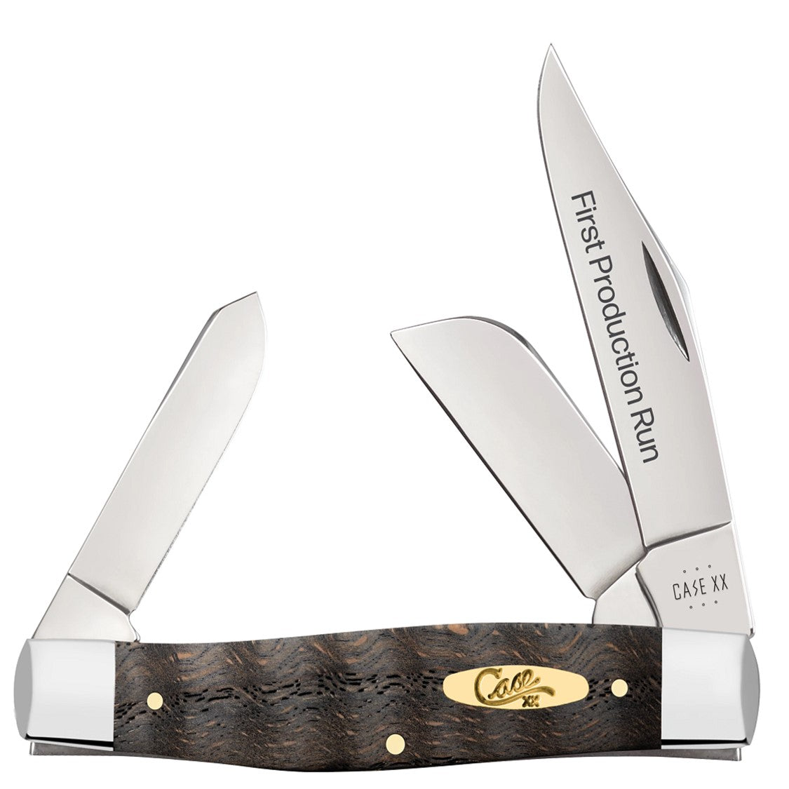 Case Cutlery First Production Large Stockman Curly Oak Wood Folding Kn ...