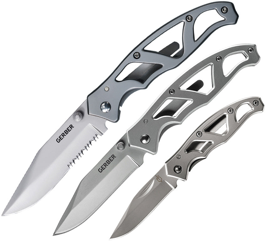 Gerber Paraframe 3pc Combo Skeletonized Stainless Folding Pocket Knife ...