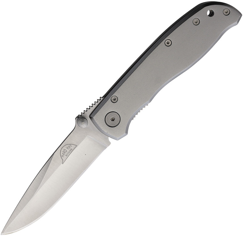 Hard Hat Lockback Gray Aluminum Folding Stainless Pocket Knife 842GY ...