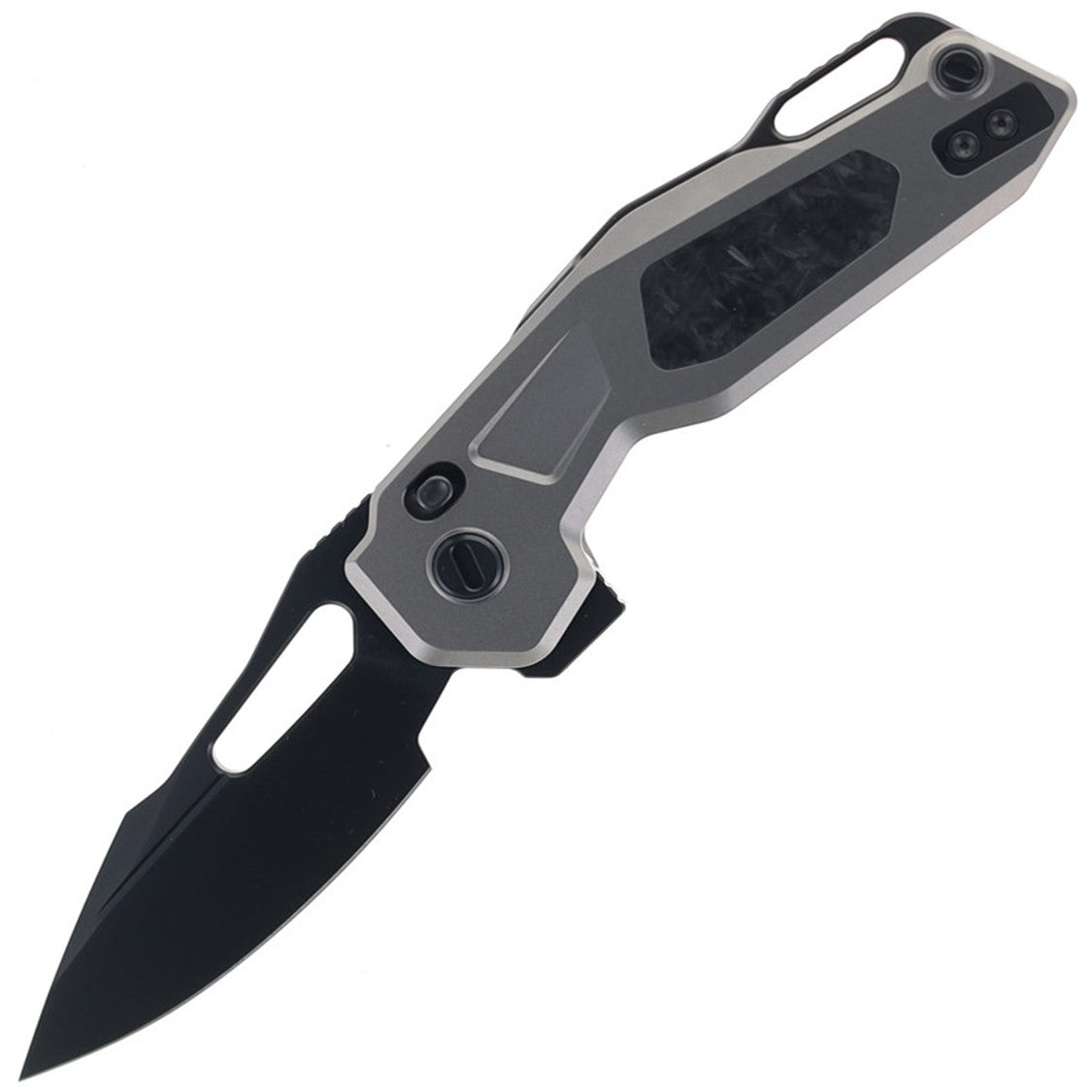 Ketuo Mini Griffin Button Lock & Linerlock Gray Titanium & Carbon Fibe ...