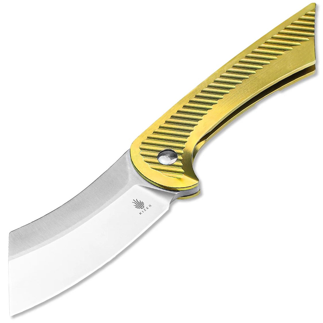 Kizer Cutlery Dawn Framelock Gold Titanium Folding S35VN Pocket Knife ...