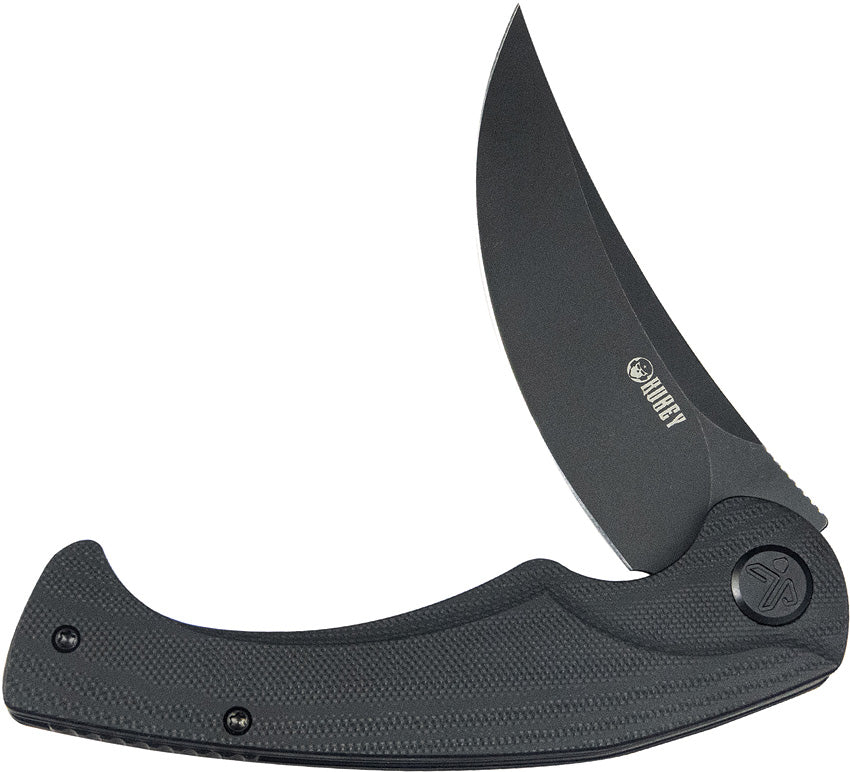 Kubey Scimitar Linerlock Blackout G10 Folding 14C28N Trailing Point Kn ...