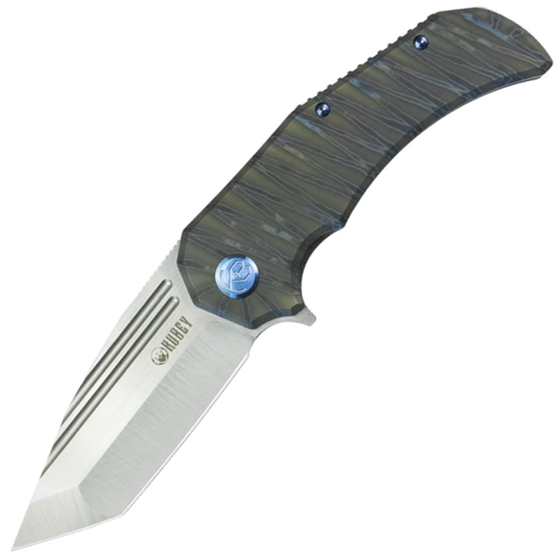 Kubey Bravo One Framelock Flamed Titanium Folding Bohler M390 Tanto Kn ...