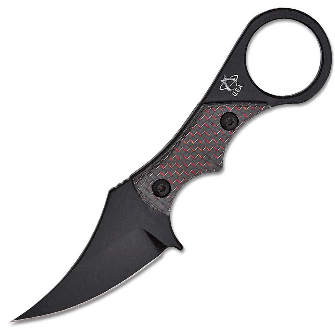 Mantis Sabot III Red Twill Carbon Fiber M390 Fixed Blade Knife w/ Shea ...