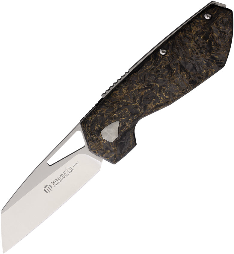 Maserin 371 W-Lock Black & Gold Carbon Fiber Folding M390 Pocket Knife ...