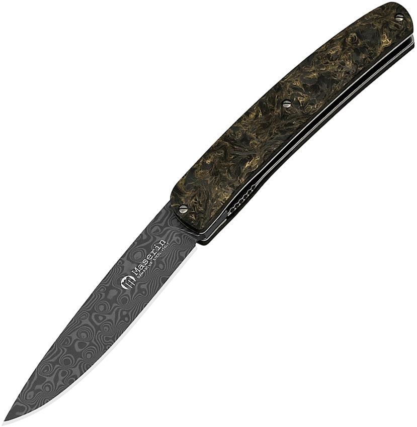 Maserin Mini Gourmet Linerlock Carbon Fiber Folding Damascus Pocket Kn ...