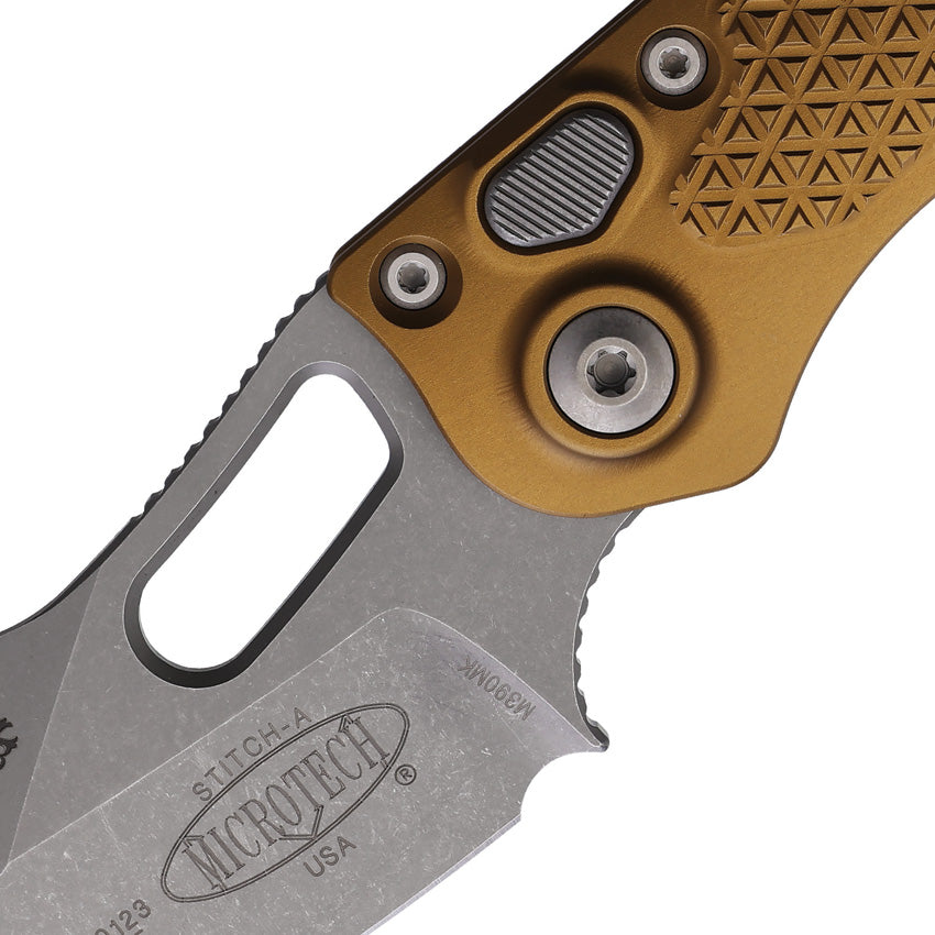 Microtech Automatic Stitch Knife Button Lock Tan Aluminum Apocalyptic ...
