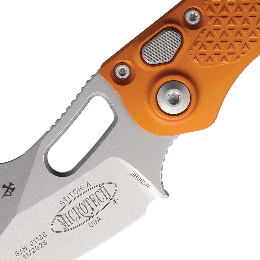 Microtech Auto Stitch S/E Button Lock Orange Knife | Premium EDC at AK ...