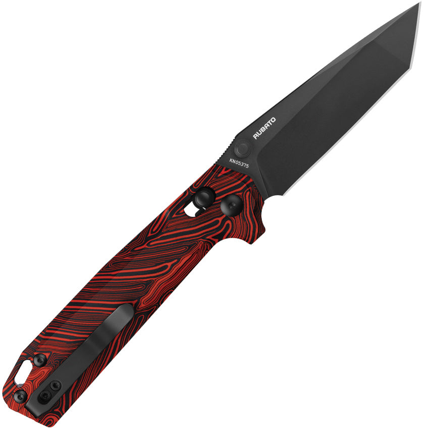 Oknife Rubato 2 Rail Lock Black & Red G10 Folding 154CM Pocket Knife R ...