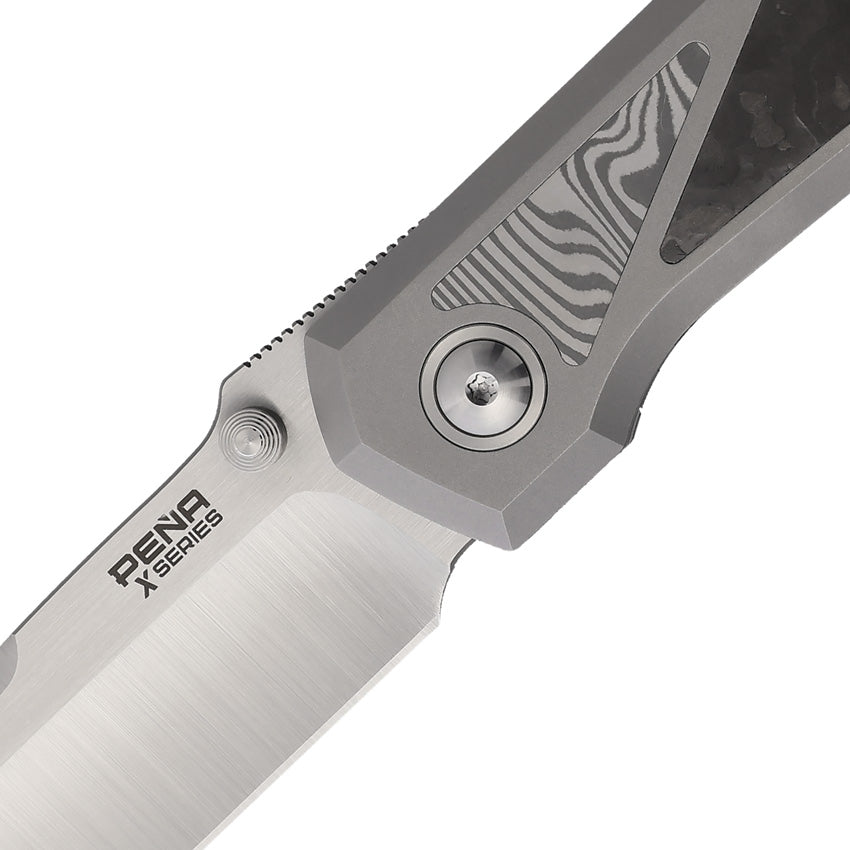 Pena Knives Mula Framelock Titanium & Carbon Fiber & Damasteel Folding ...