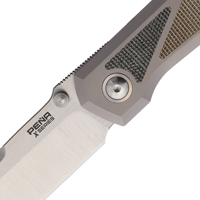 Pena Knives Mula Framelock Titanium & Black & Green Micarta Folding M3 ...