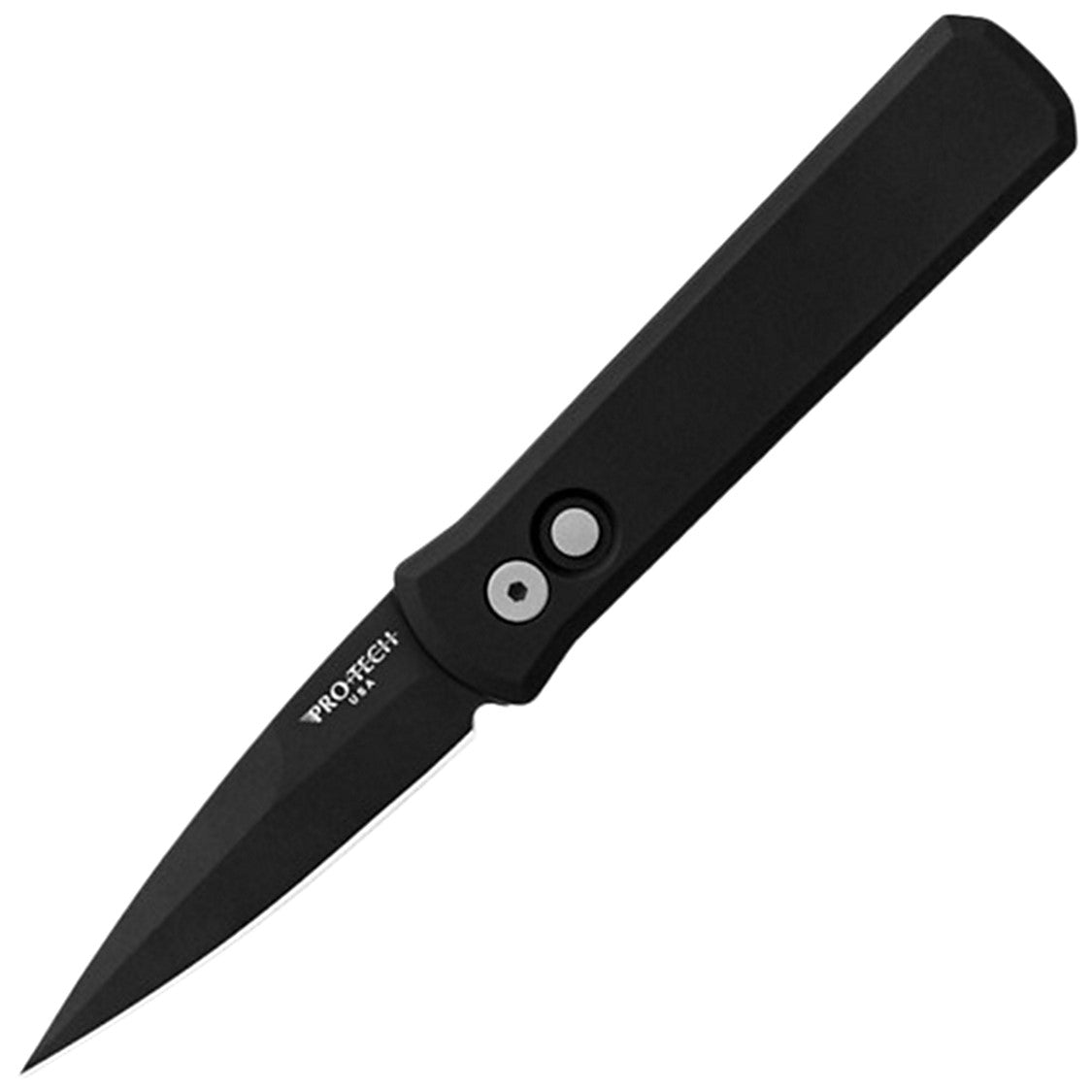 Pro Tech Automatic Godson Knife Button Lock Black Aluminum 154CM Spear ...