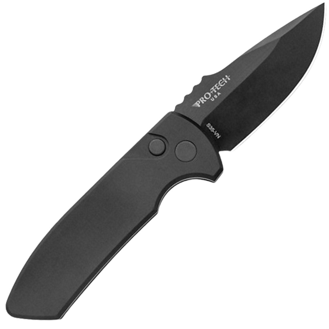 Pro Tech Automatic SBR Knife Left Handed Button Lock Blackout Aluminum ...