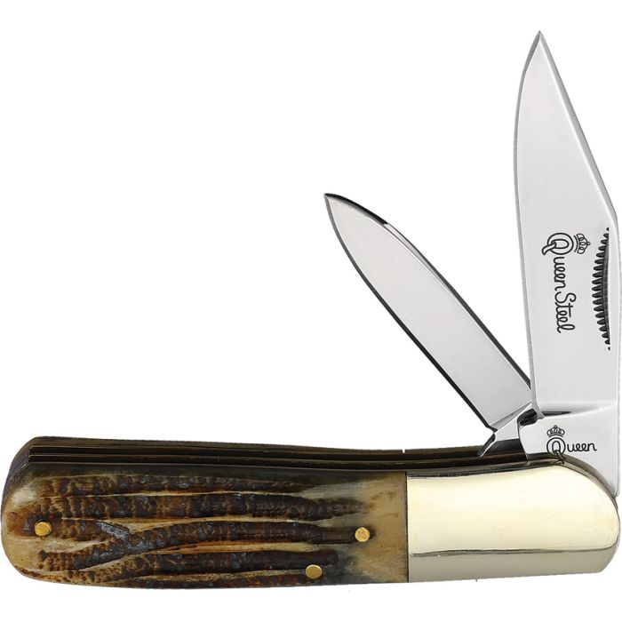 Queen Barlow Winterbottom Jigged Bone Folding Stainless Pocket Knife 2 ...