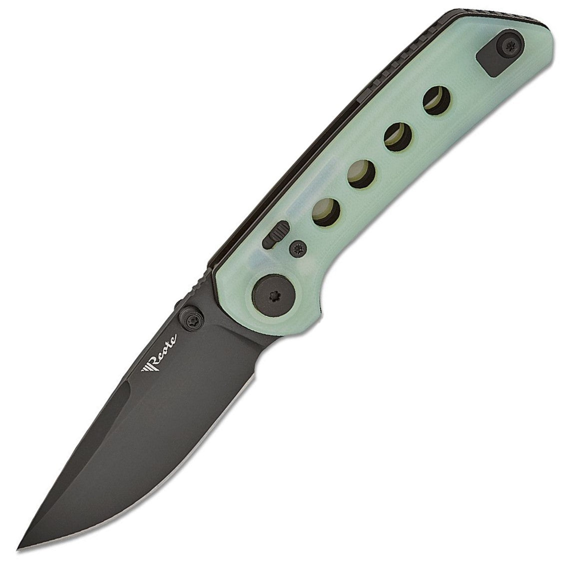 Reate Knives PL-XT Pivot Lock Jade G10 Folding Black PVD Nitro-V Pocke ...