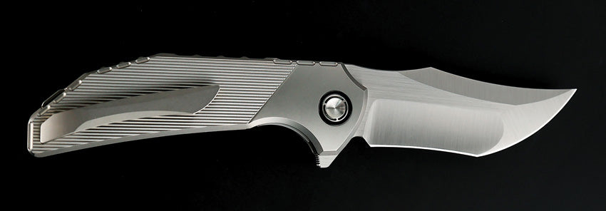 Reate Knives Tiger Linerlock Gray Striped Titanium Folding M390 Pocket ...