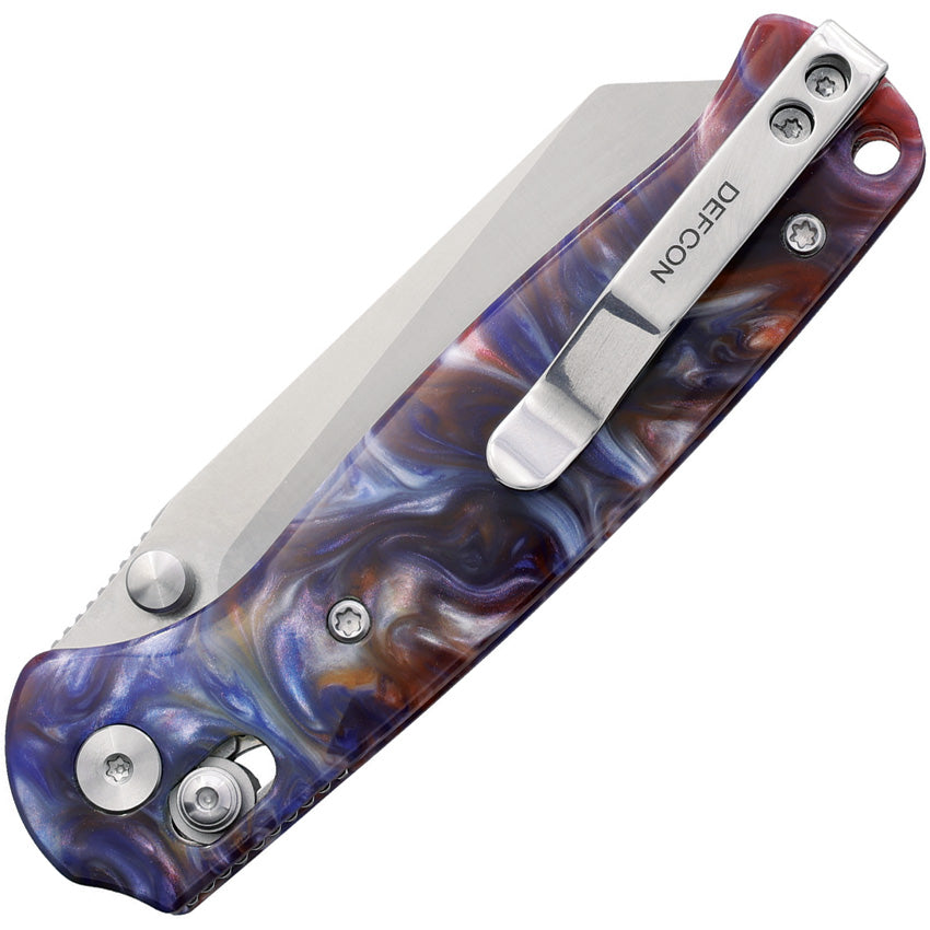 Defcon Artifact Axis Lock Blue & White & Red Resin Folding 14C28N Pock ...