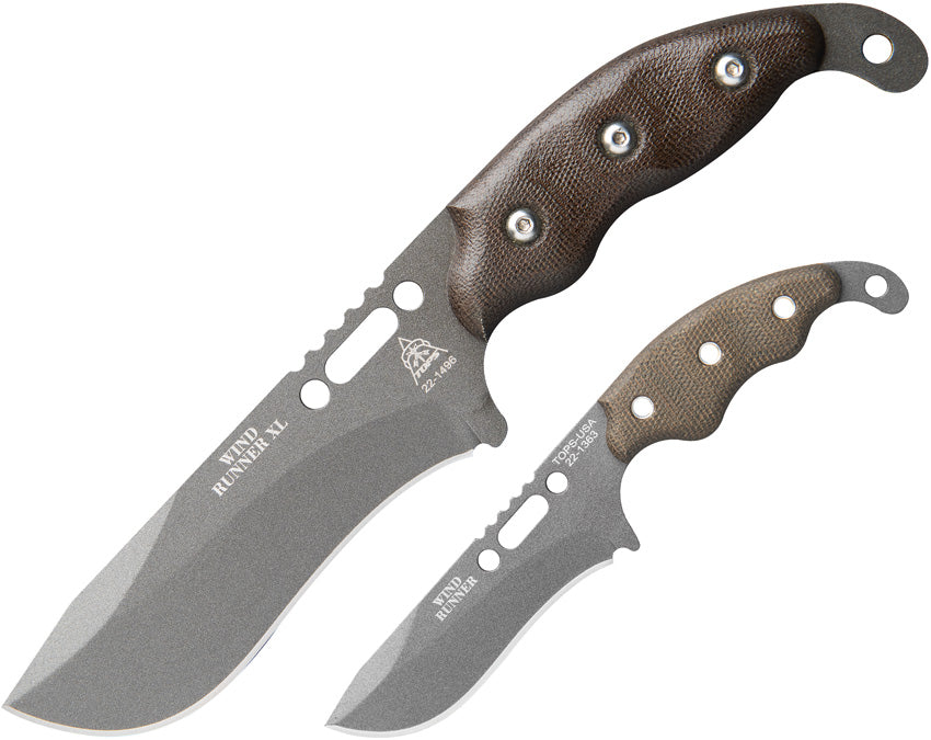TOPS Wind Runner Piggyback Combo Green Micarta 1095HC Fixed Blade Knif ...