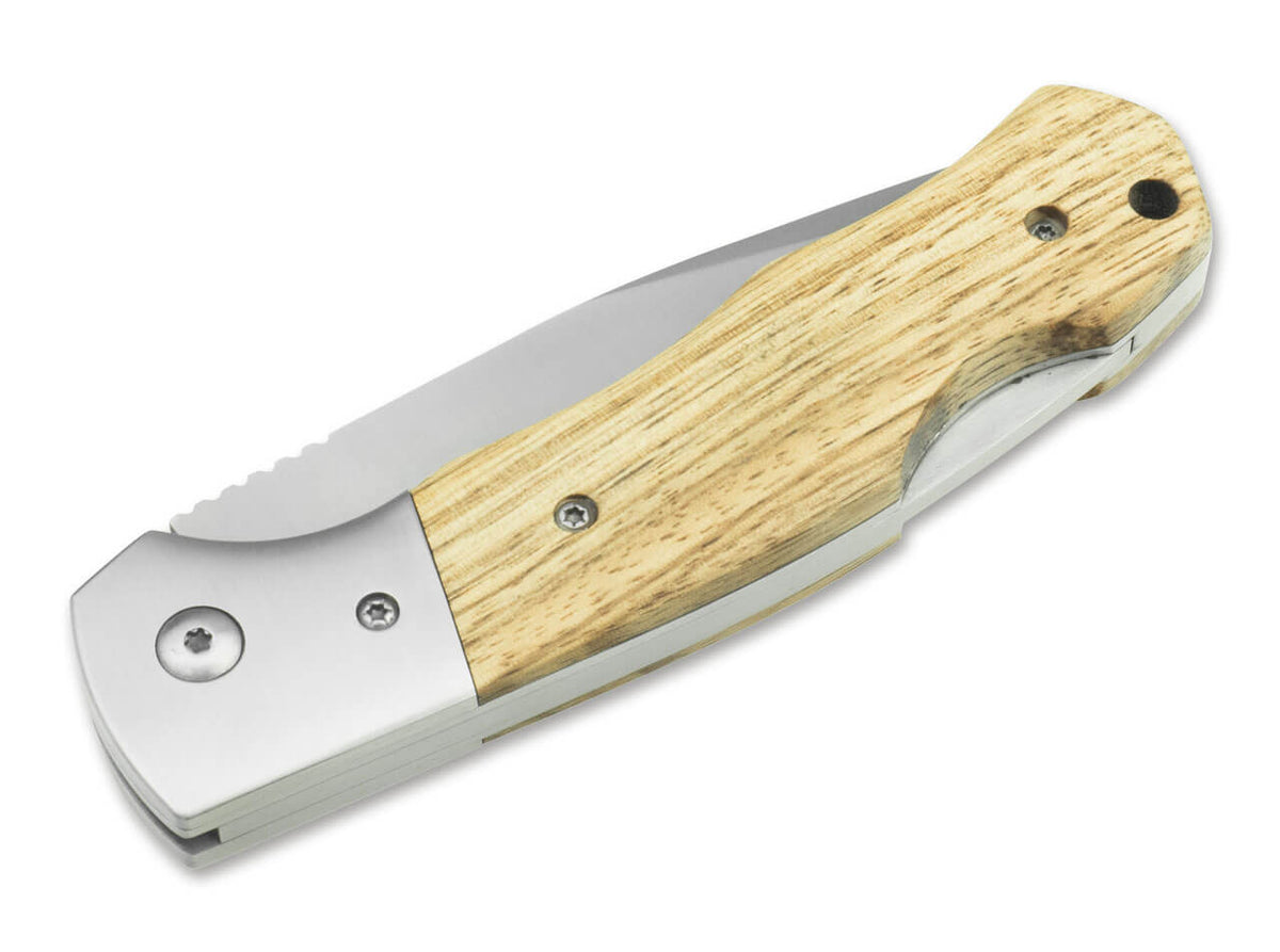 Boker Magnum Rustic Lockback Zebra Wood Handle 440A Steel Pocket Knife ...