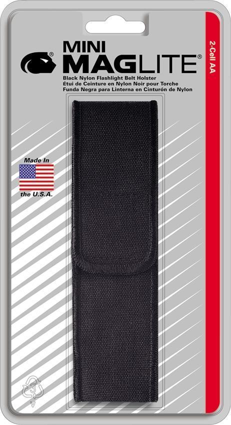 MagLite 2AA Cell Mini Flashlight Black Foldover Flap Cordura Belt Shea ...