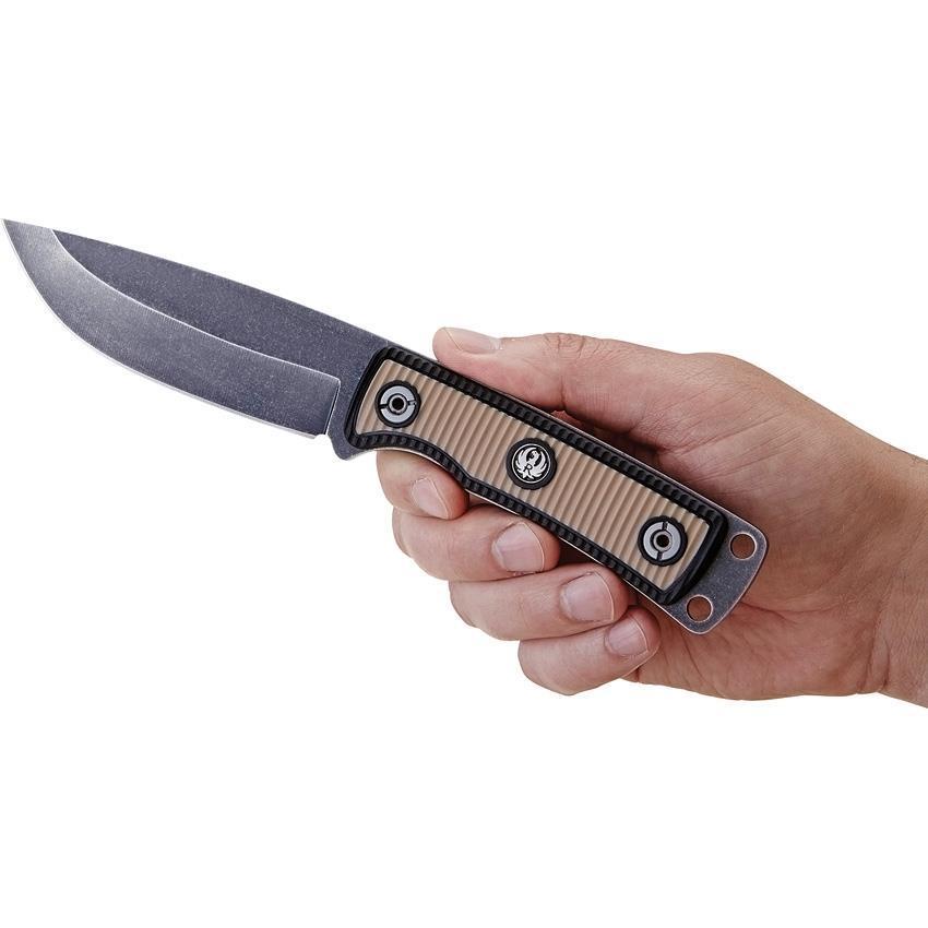 CRKT Ruger Tan Powder Keg Straight Full Tang Hunting Knife + Sheath 14 ...
