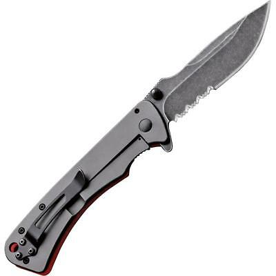 Outdoor Edge Divide Black/Red Framelock Serrated Blade Folding Knife D ...