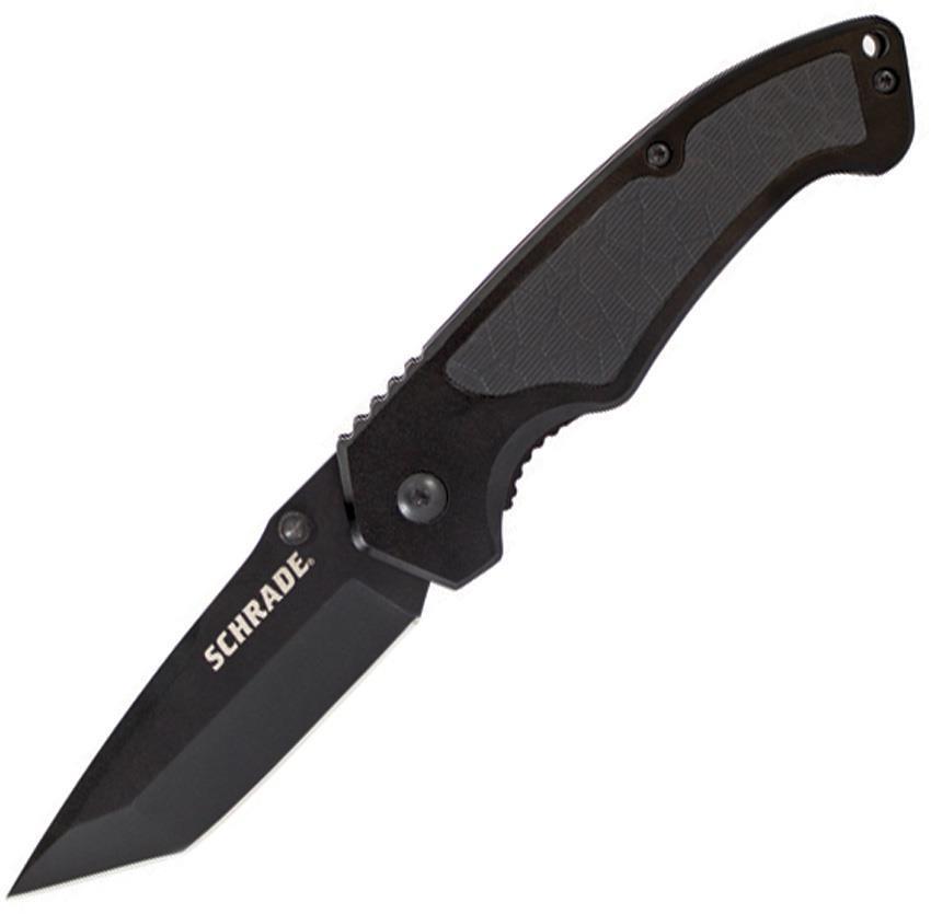 Schrade Linerlock Stainless Folding Tanto Blade Black Aluminum Handle ...