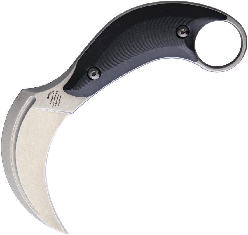 Bastinelli Creations BAK Fixed Stonewashed Blade Black Handle Karambit ...