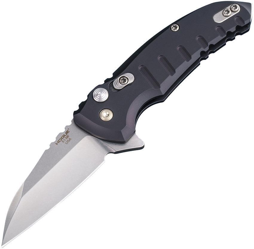 Hogue X1 Microflip Button Lock Wharncliffe Black Folding Pocket Knife ...