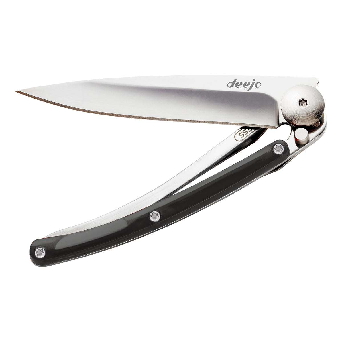 Deejo Black Linerlock Folding Pocket Knife 27 Mirror Polished Finish 9 ...