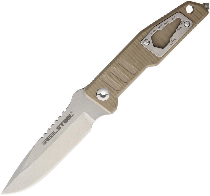 Real Steel T99 Coyote Tan G10 Handle D2 Tool Steel Fixed Blade Wrench ...