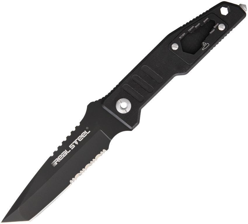 Real Steel T99T Fixed Blade Black D2 Tool Steel Serrated G10 Handle Kn ...