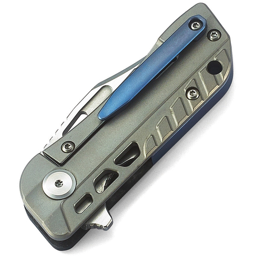 Bestech Knives Engine Bowie Blue Gray Titanium CF S35VN Folding Knife ...