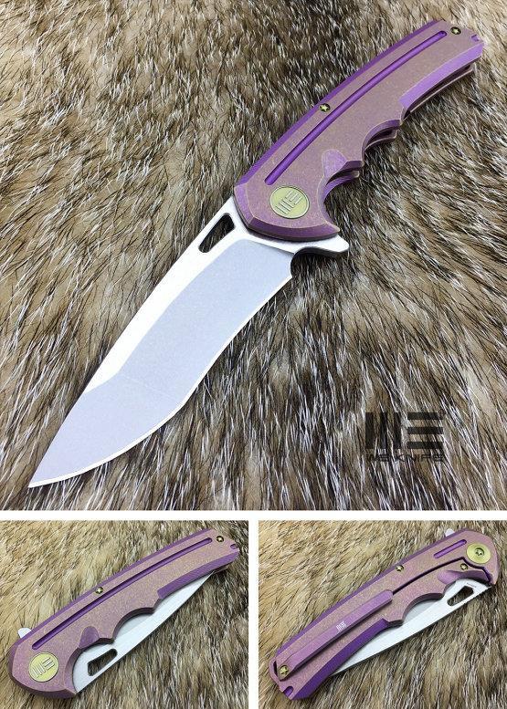 WE KNIFE Ti Purple Flipper Folding Pocket Knife Drop Pt SW Satin S35VN ...