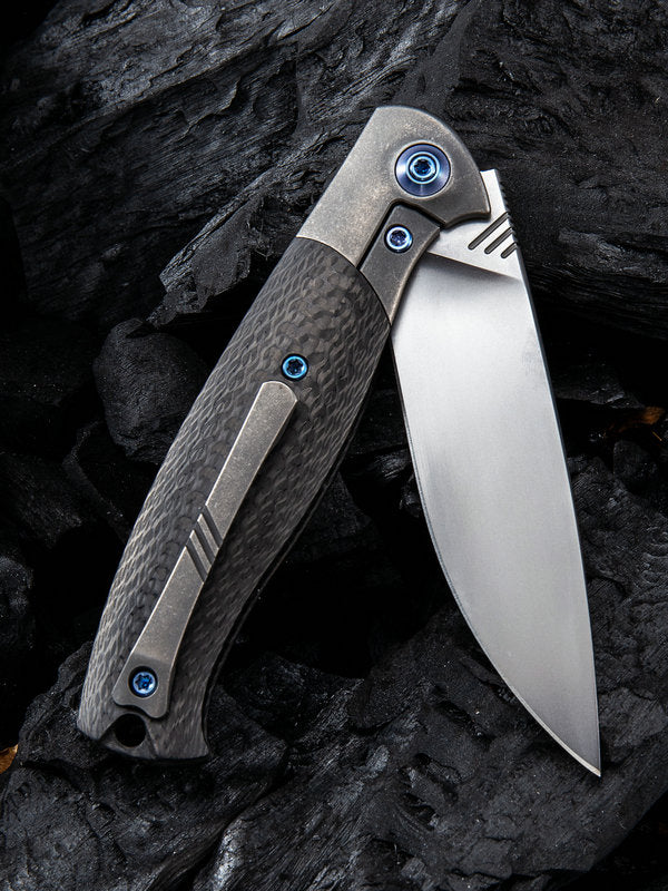WE Knife Co. Deacon Framelock M390 Gray Titanium/CF Folding Pocket Kni ...