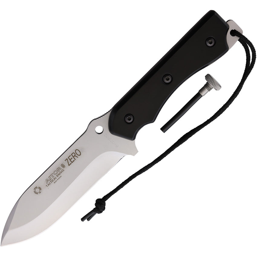 Aitor Zero White Fixed Blade Knife Black Wood Stainless w/ Belt Sheath ...