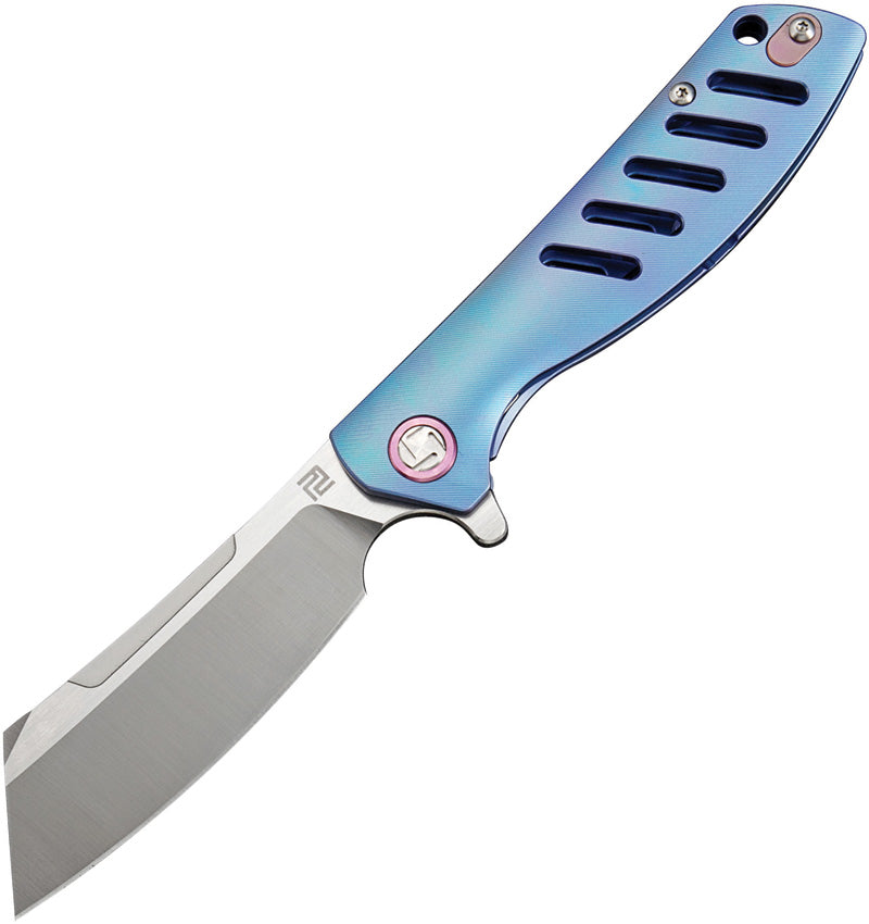 Artisan Cutlery Tomahawk Framelock Blue Titanium Bohler M390 Knife 181 ...