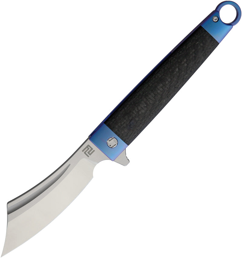 Artisan Cutlass Framelock Blue Titanium Carbon Fiber S35VN Folding Kni ...