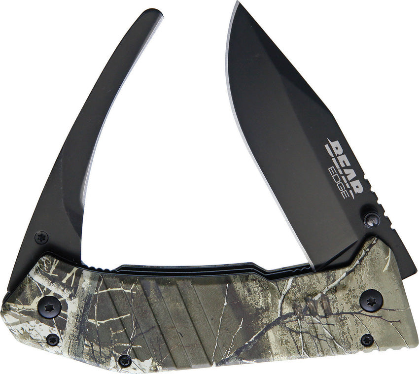 Bear Edge Gut and Skin Sideliner Camo Folding 440 Stainless Pocket Kni ...