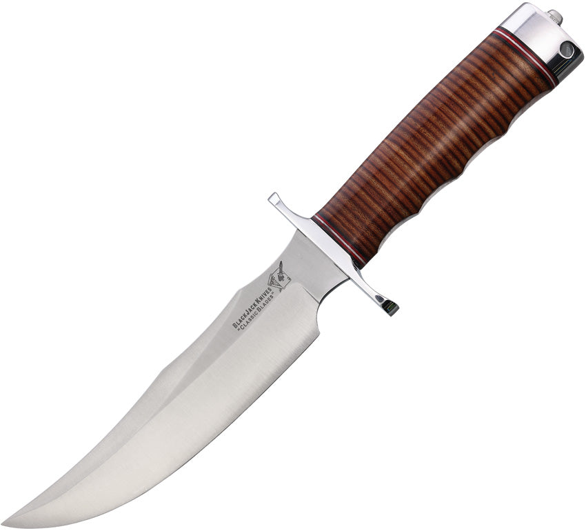 Blackjack Model 4 Brown Stacked Leather Stainless Fixed Blade Knife MK ...