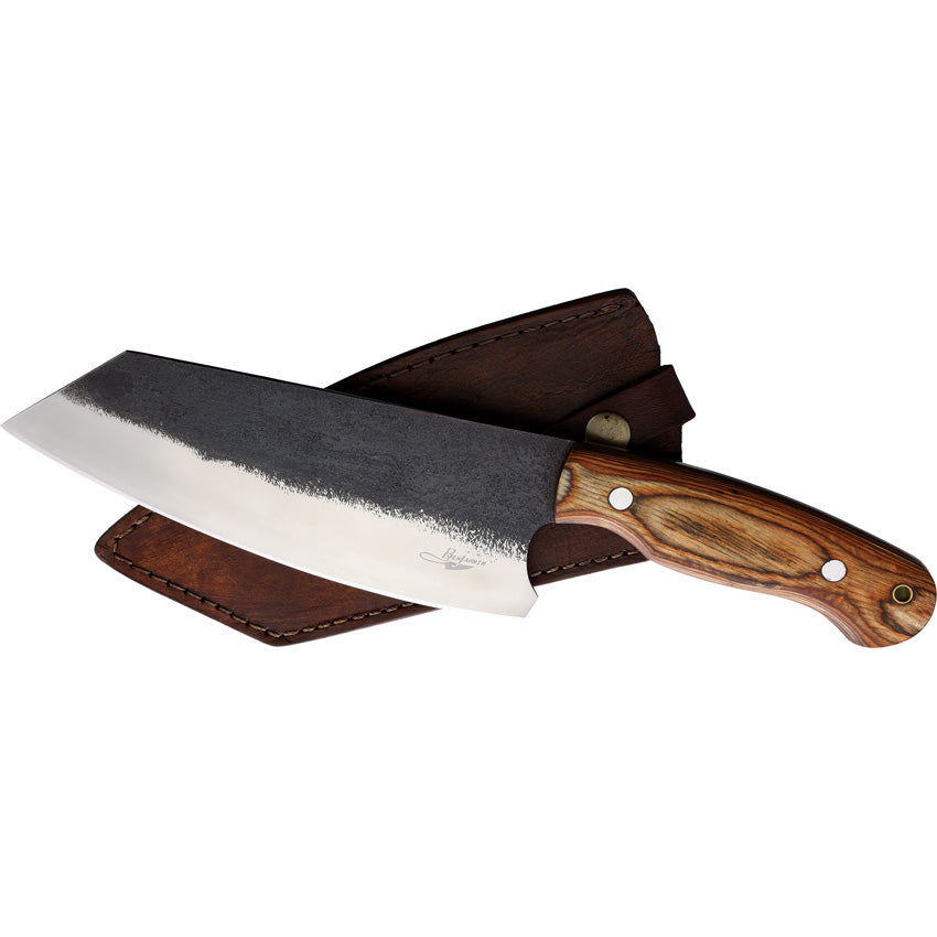 BenJahmin Knives Camp Cleaver Brown Wood Stainless Fixed Blade Knife 0 ...